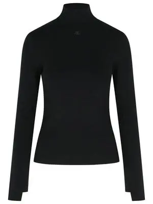 COURREGES Turtleneck Sweater In Viscose Blend - Black