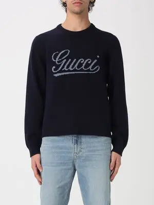 Gucci Crew Neck Wool Pullover With Logo - Multicolor