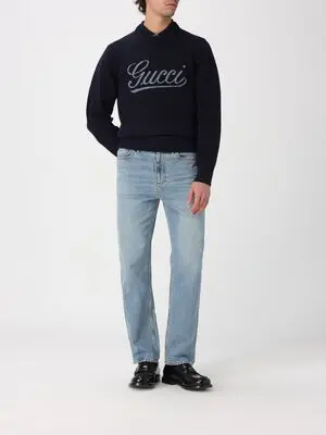 Gucci Crew Neck Wool Pullover With Logo