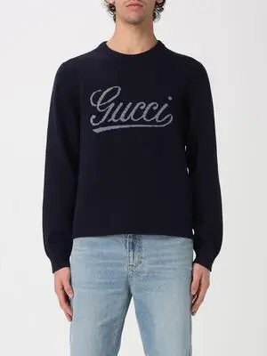 Gucci Crew Neck Wool Pullover With Logo - Multicolor