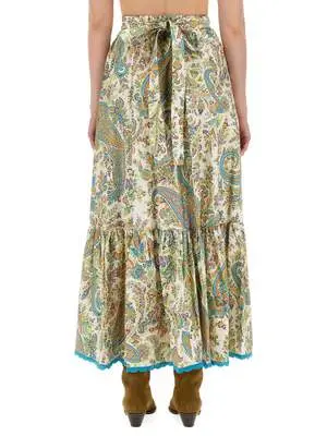 Etro Cotton Paisley Print Long Skirt