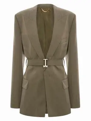 Victoria Beckham Tailored Blazer With Belt - Green