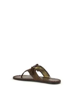 Prada Thong Sandals With Tassels - Brown
