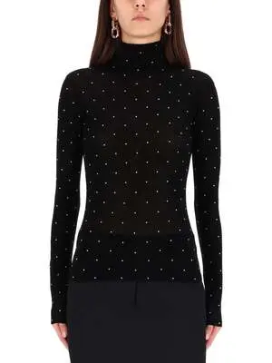 Rabanne Second-skin Effect Mesh Turtleneck With Studs
