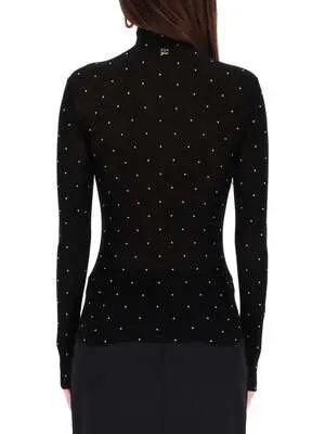Rabanne Second-skin Effect Mesh Turtleneck With Studs