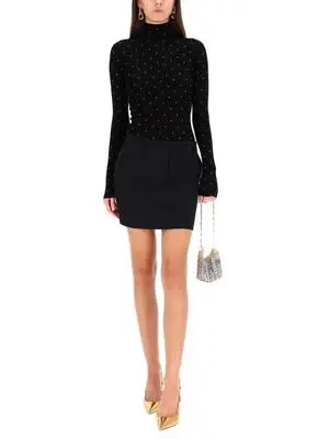 Rabanne Second-skin Effect Mesh Turtleneck With Studs - Black