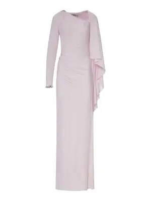 SELF-PORTRAIT Long Draped Jersey Dress - Pink