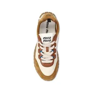 Miu Miu Suede Panel Trainers - Cream