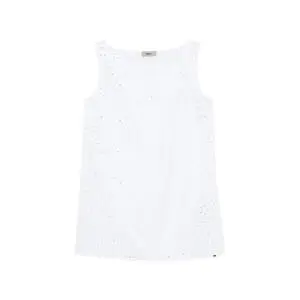 Herno Square Neck Eyelet Detail Sleeveless Top - White