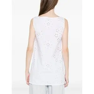 Herno Square Neck Eyelet Detail Sleeveless Top