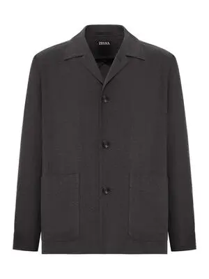 Zegna Wool And Linen Mix Jacket With Patched Pockets