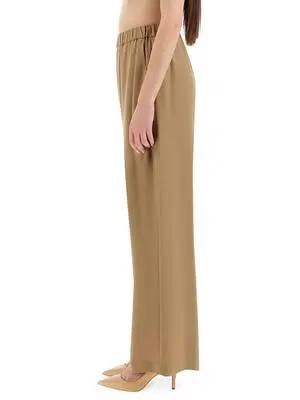 Max Mara Wide Leg Silk Blend Trousers - Cream