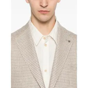 Tagliatore Houndstooth Pattern Blazer - Cream