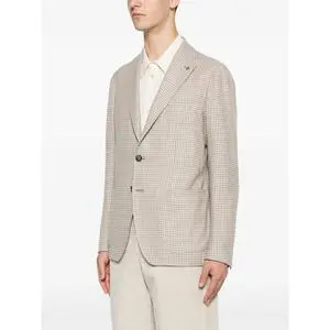Tagliatore Houndstooth Pattern Blazer - Cream