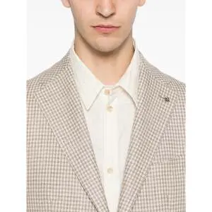 Tagliatore Houndstooth Pattern Blazer - Cream