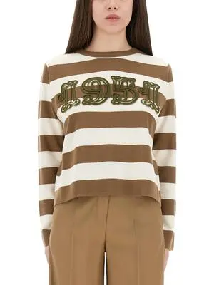Max Mara MAX MARA Striped Virgin Wool Jersey Viterbo Brown