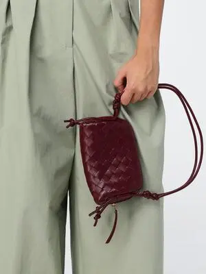 Bottega Veneta Concert Mini Crossbody Bag In Intrecciato Leather With Knots - Red