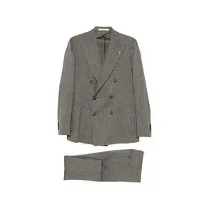Tagliatore Grey Suits Double Breasted Suits - Gray