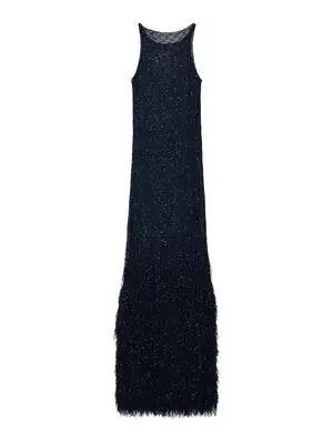Giorgio Armani Long Sequined Knit Dress - Blue