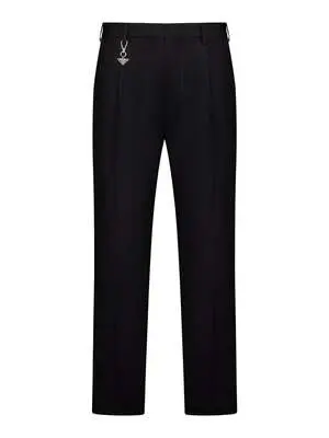 Prada Cotton Trousers With Enameled Metal Triangle Logo - Black