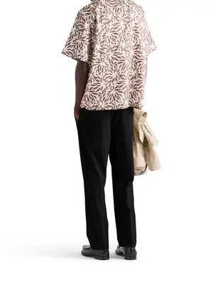Prada Cotton Trousers With Enameled Metal Triangle Logo