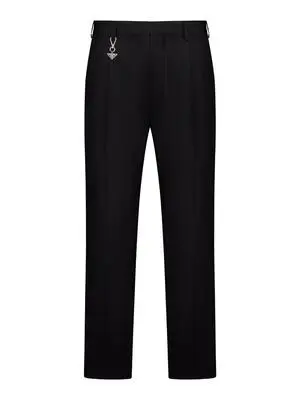 Prada Cotton Trousers With Enameled Metal Triangle Logo - Black