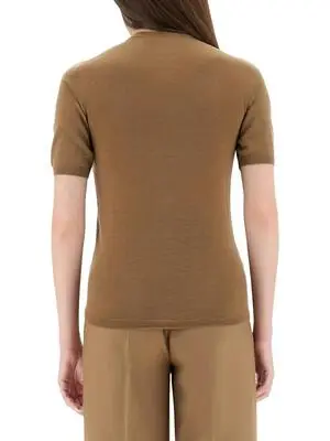 Max Mara Virgin Wool Short Sleeve Jersey - Brown