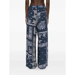 Attico Printed Viscose Palazzo Pants - Blue