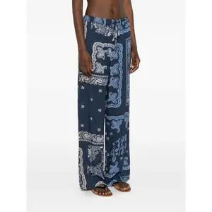 Attico Printed Viscose Palazzo Pants - Blue