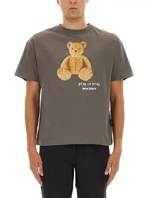 Palm Angels T-shirt With Print - Gray