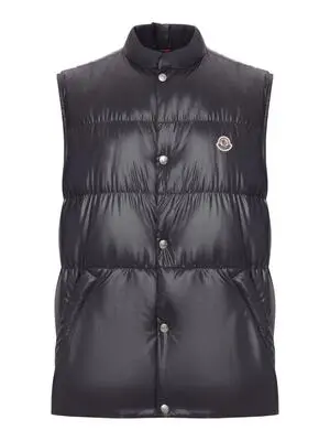 Moncler Restigo Quilted Vest With Logo Patch - Black