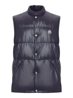 Moncler Restigo Quilted Vest With Logo Patch - Blue