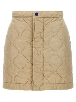 Burberry Quilted Nylon Skirt - Cream