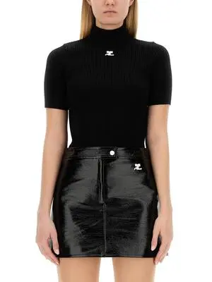 COURREGES Ribbed Knit T-shirt