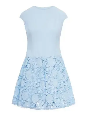 SELF-PORTRAIT Crepe Lace Mini Dress - Blue