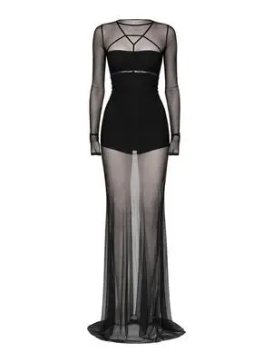 Rick Owens Long Transparent Tulle Dress - Black