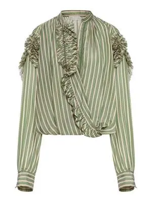 Dries Van Noten Striped Ruffle Blouse