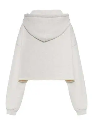 GOLDEN GOOSE Cropped Hoodie With Micro Applications - Gray