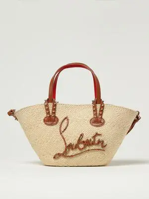 CHRISTIAN LOUBOUTIN Cabata Raffia And Leather Basket Bag - Cream