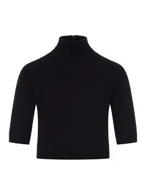 Max Mara Stretch Fabric Cropped Turtleneck