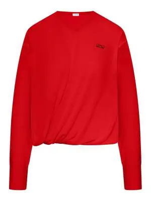 Loewe Draped Merino Wool Sweater - Red