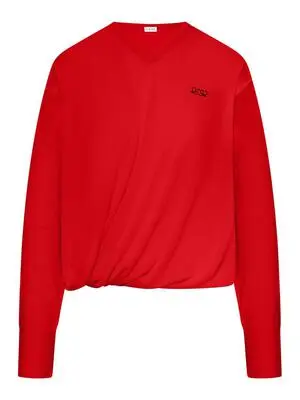 Loewe Draped Merino Wool Sweater - Red