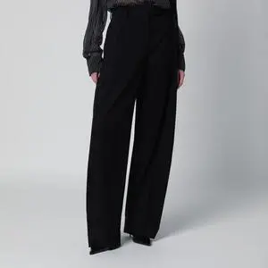 THELATEST Cotton Palazzo Trousers - Black