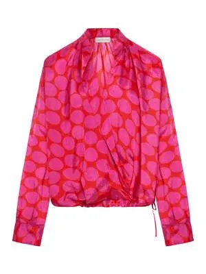 Dries Van Noten Maxi Polka Dot Print Blouse - Pink