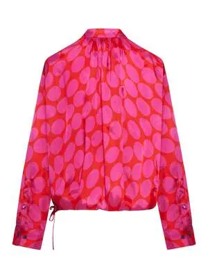Dries Van Noten Maxi Polka Dot Print Blouse