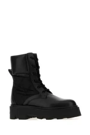 Moncler Leather And Fabric Aurea Ankle Boots
