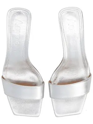 AeydĒ Gilly Leather Heels - Silver
