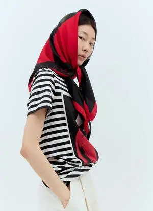 Max Mara Printed Silk Scarf - Red