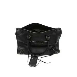 Balenciaga Grained Leather Tote Bag With Silver-tone Hardware - Black