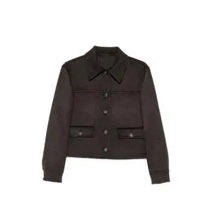 Brunello Cucinelli Cashmere Beaver Cloth Cropped Jacket - Brown